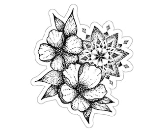 Flower Sticker I Line Drawing Sticker, Nature Sticker, Floral Sticker ...