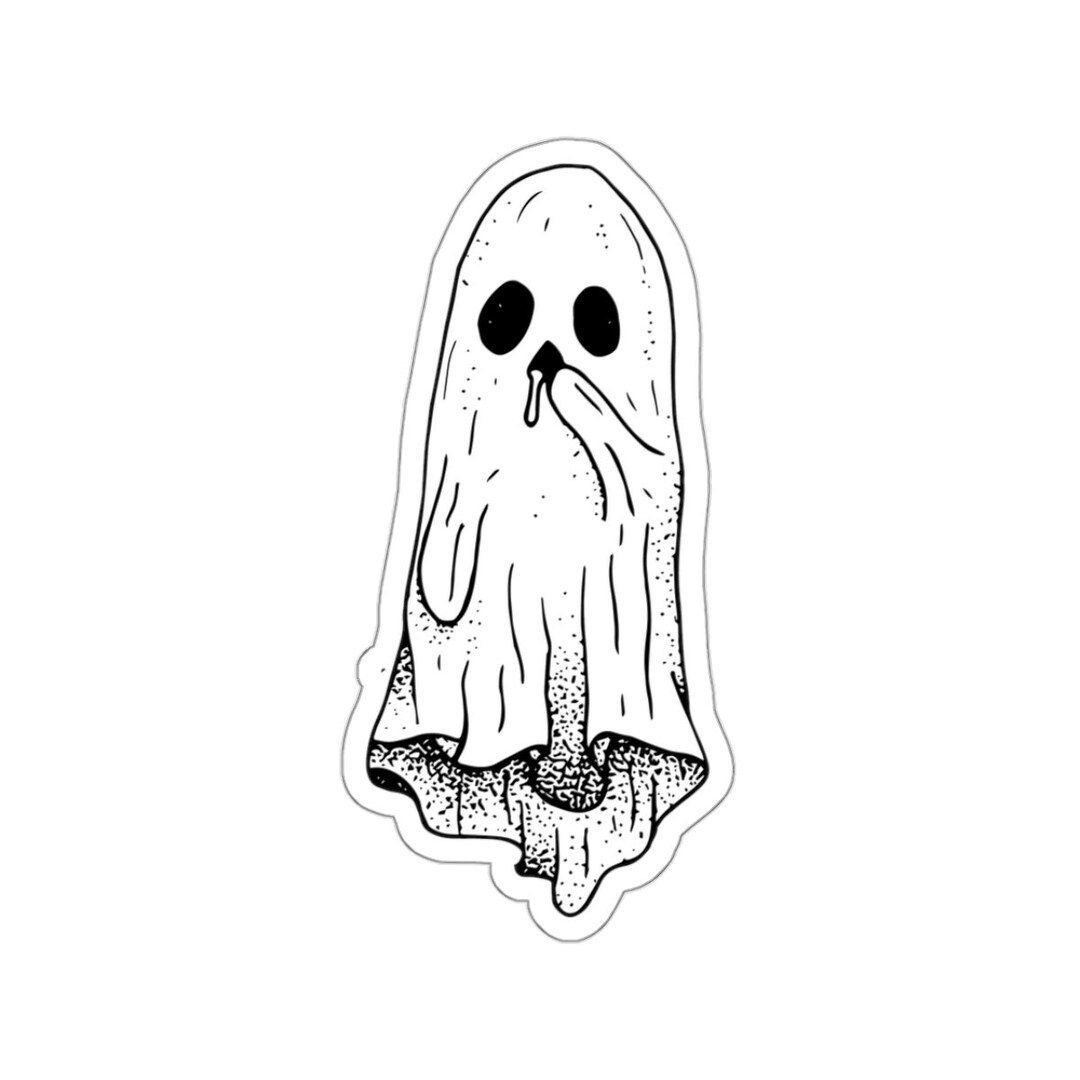 Booger Ghost Sticker I Spooky Sticker, Halloween Sticker, Black and ...