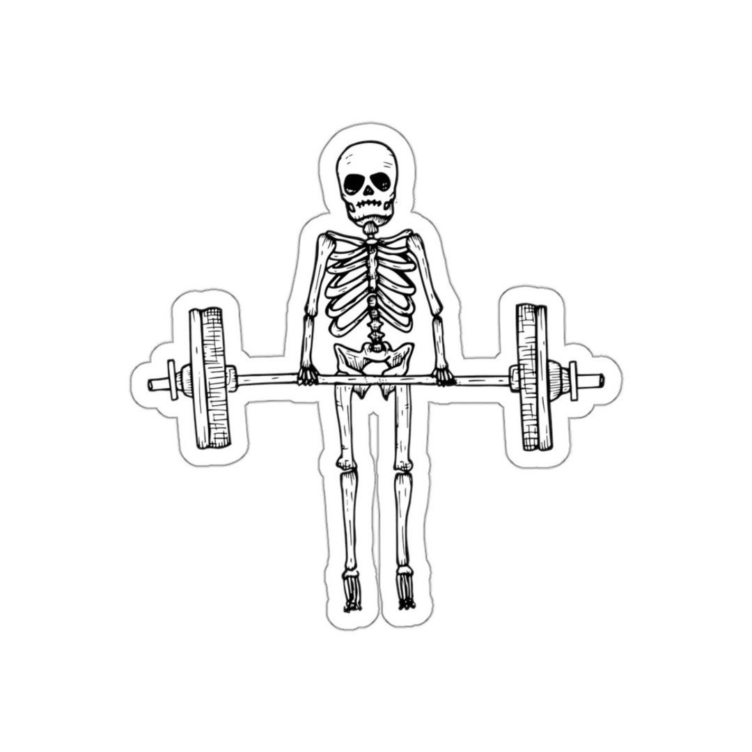 Deadlifting Skeleton I Gym Sticker, Halloween Sticker, Black and White ...