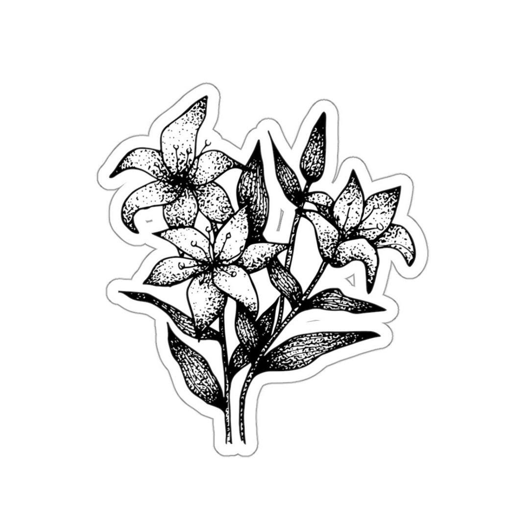 Flower Sticker I Line Drawing Sticker, Nature Sticker, Floral Sticker ...