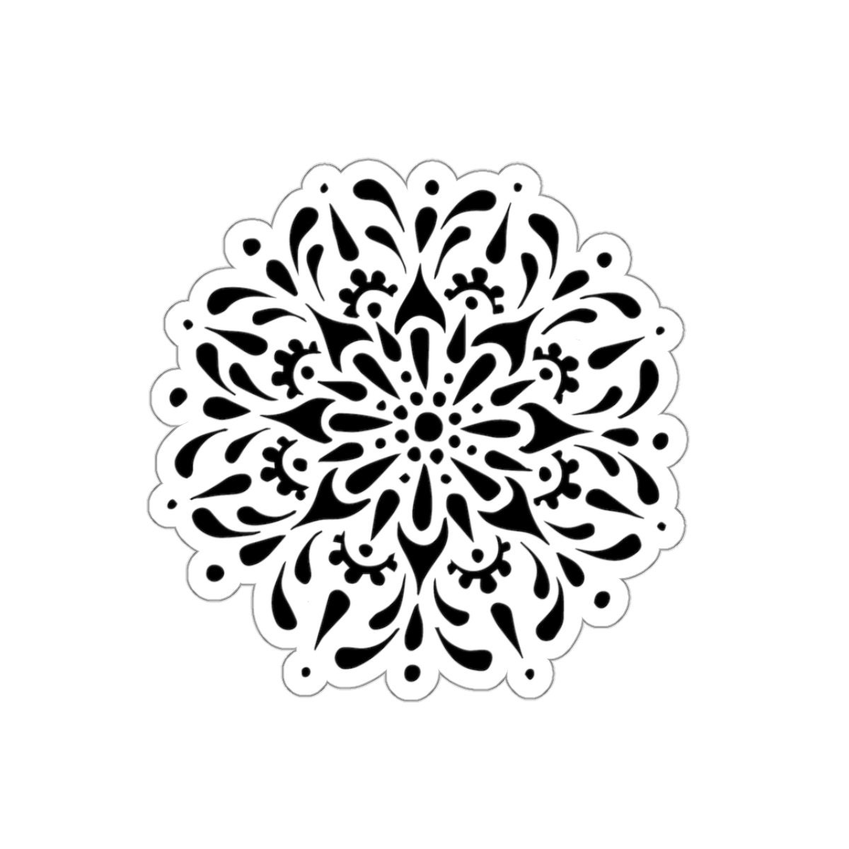 Linework Mandala Sticker I Nature Sticker, Floral Sticker, Black and ...