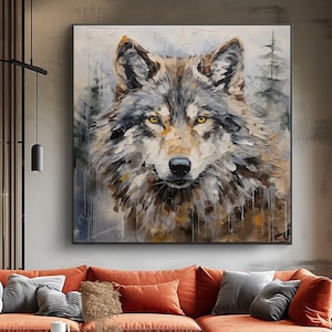 Wolf Oil Painting, 100% Hand Painted, Textured Painting, Acrylic ...