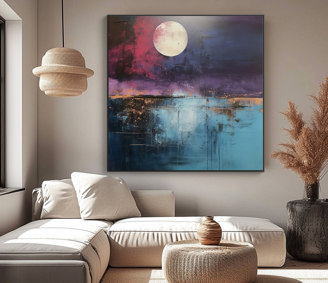 Sunset Abstract Sea View, 100% Hand Painted, Textured Painting, Acrylic ...