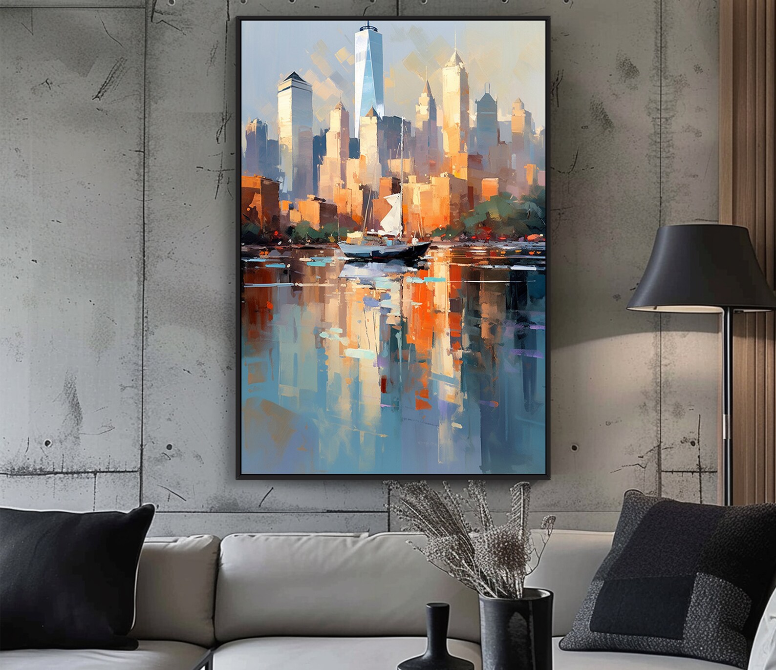 Skyscraper Painting, City View, 100% Hand Painted, Textured Painting ...