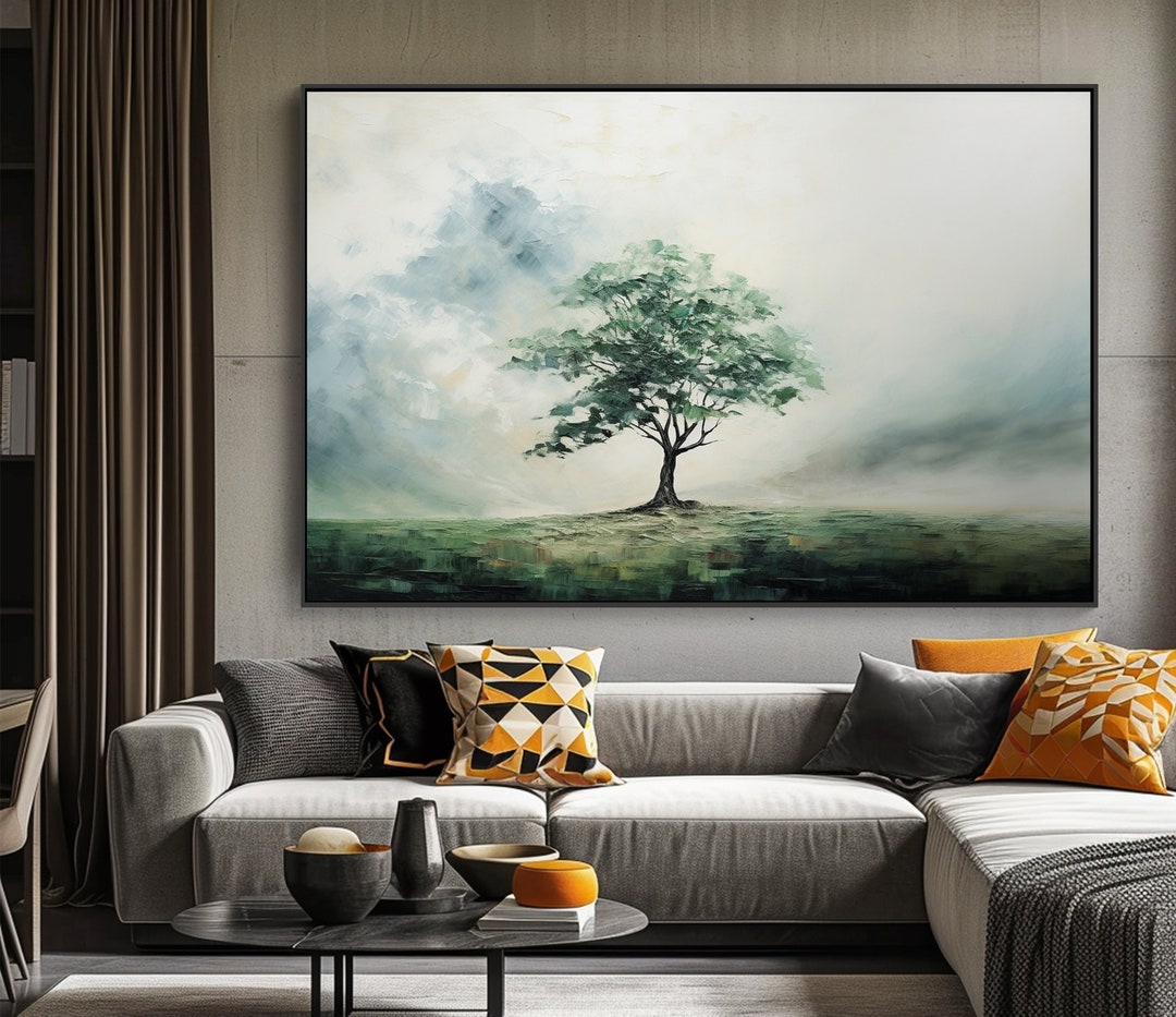 Tree, Landscape, 100% Hand Painted, Textured Painting, Acrylic Abstract ...