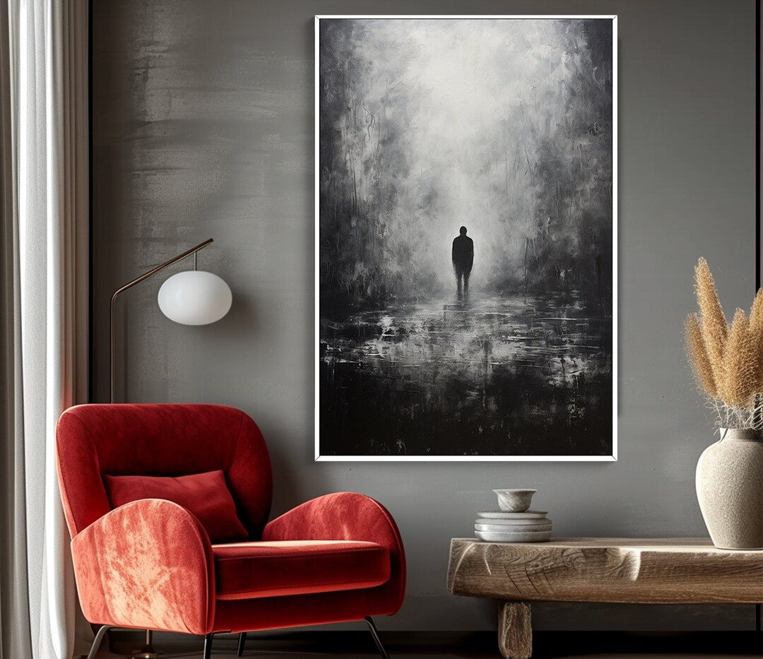 Dark, Alone Man in the Light, 100% Hand Painted, Textured Painting ...