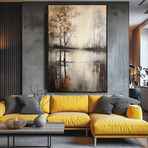 Tree, River, 100% Hand Painted, Textured Painting, Acrylic Abstract Oil ...