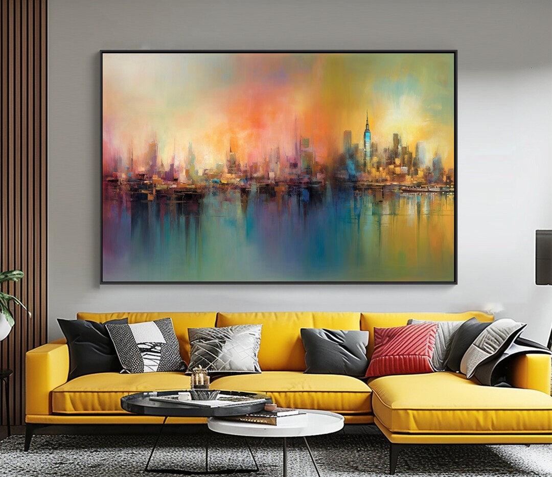 Colorful City Landscape, 100% Hand Painted, Textured Painting, Acrylic ...