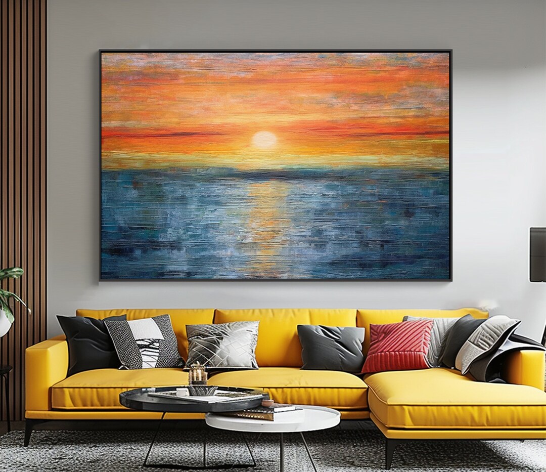 Sun, Sea, Rising Sun, 100% Hand Painted, Textured Painting, Acrylic ...