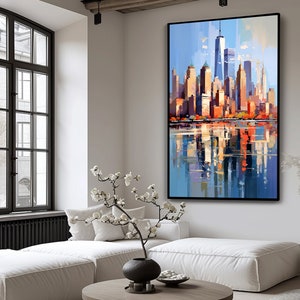 Skyscraper Painting, 100% Hand Painted, Textured Painting, Acrylic ...