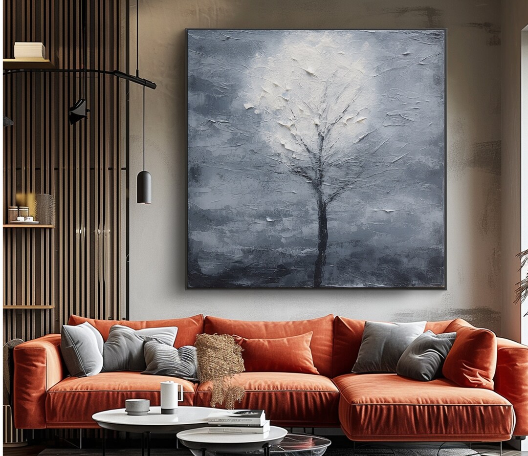 Blue Tree, Abstract, 100% Hand Painted, Textured Painting, Acrylic ...