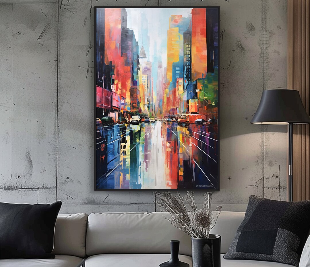 Cityscape Abstract Oil Painting, NYC Painting, City Skyline, 100% ...