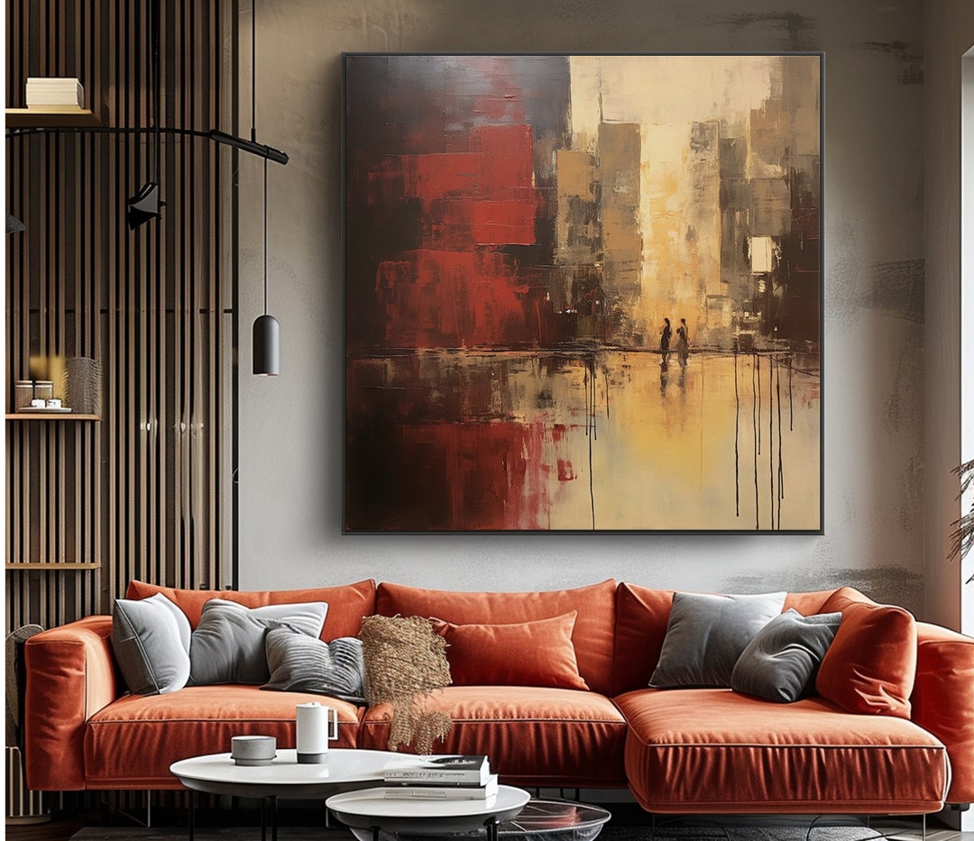 Building Textured Oil Painting on Canvas, Large Original Modern Floral ...
