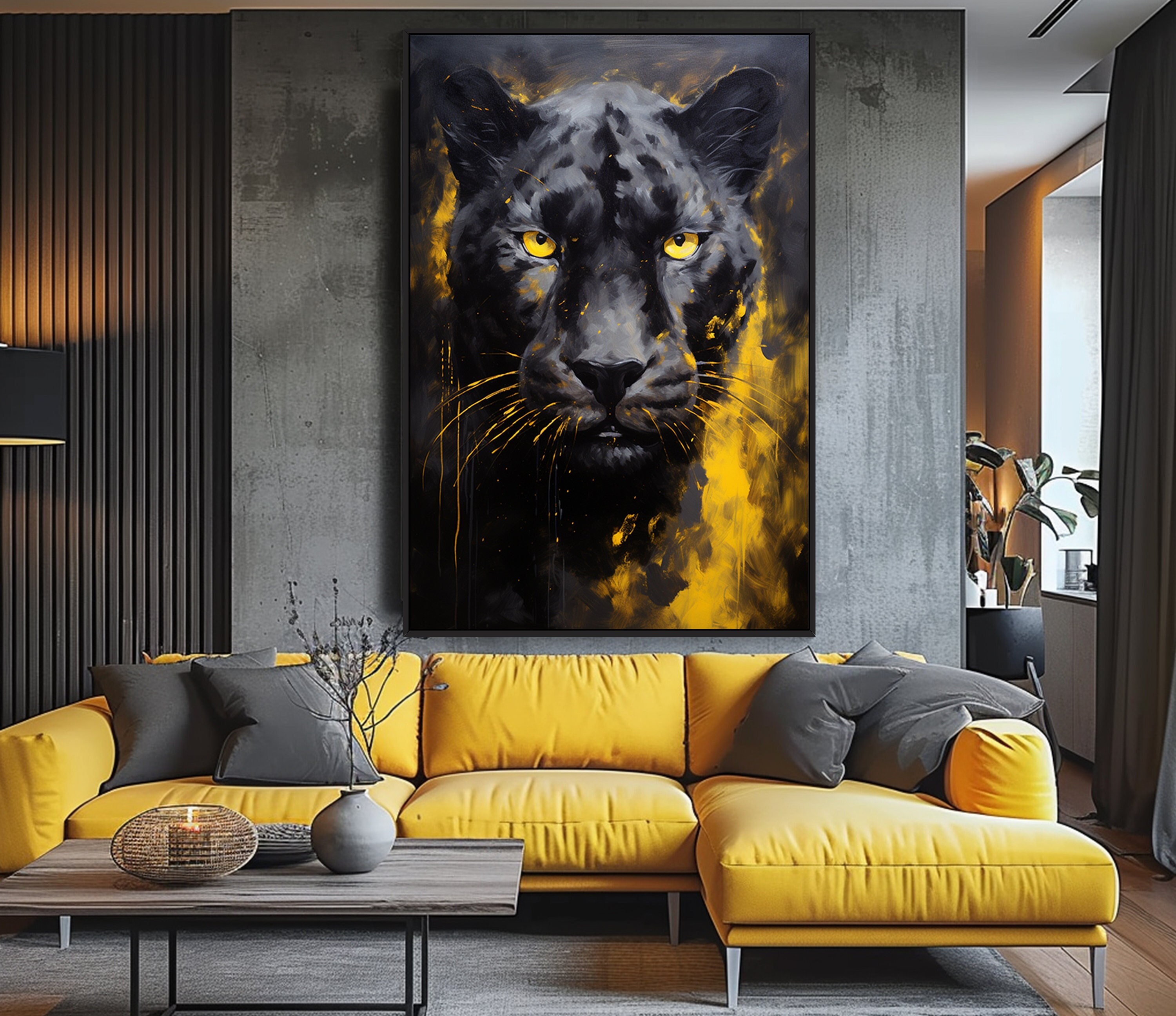 Black Panther, Gold, 100% Hand Painted, Textured Painting, Acrylic ...