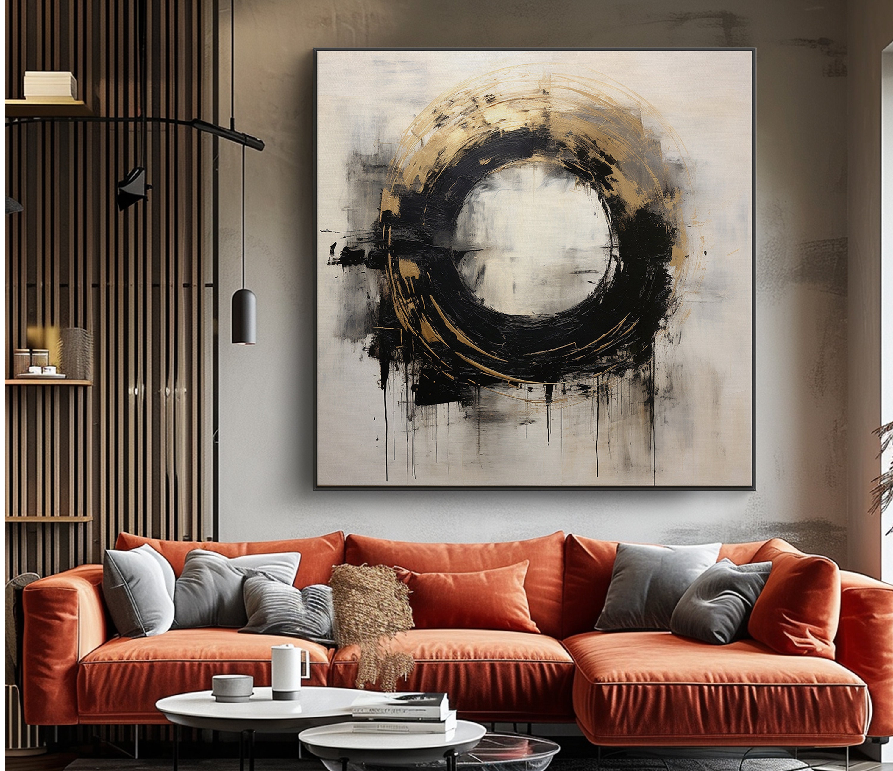 Circle Oil Painting, 100% Hand Painted, Textured Painting, Acrylic ...