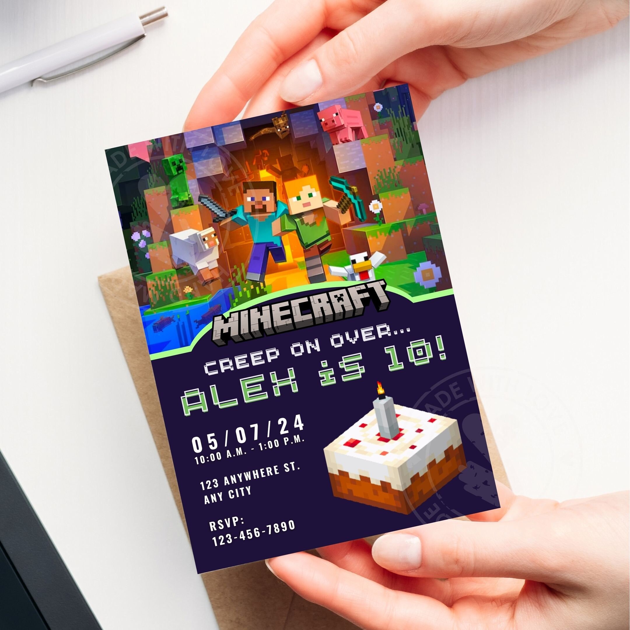 Editable Minecraft Birthday Invitation Template | DIY Minecraft Party ...