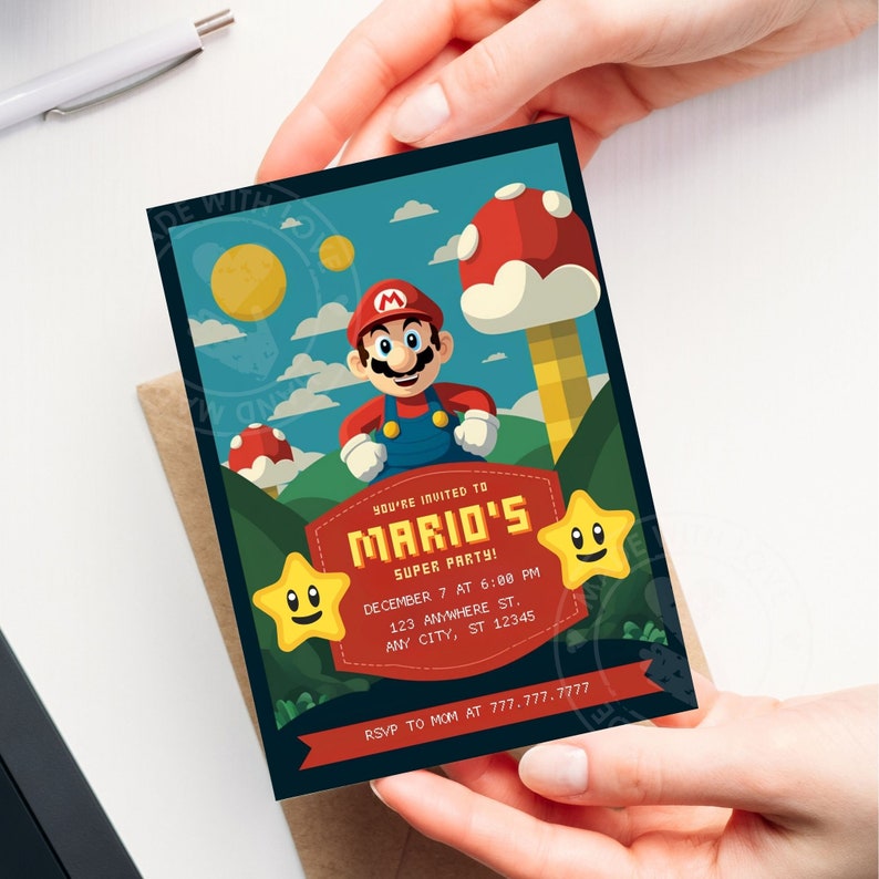 Editable Super Mario Birthday Invitation Template | DIY Mario Party ...