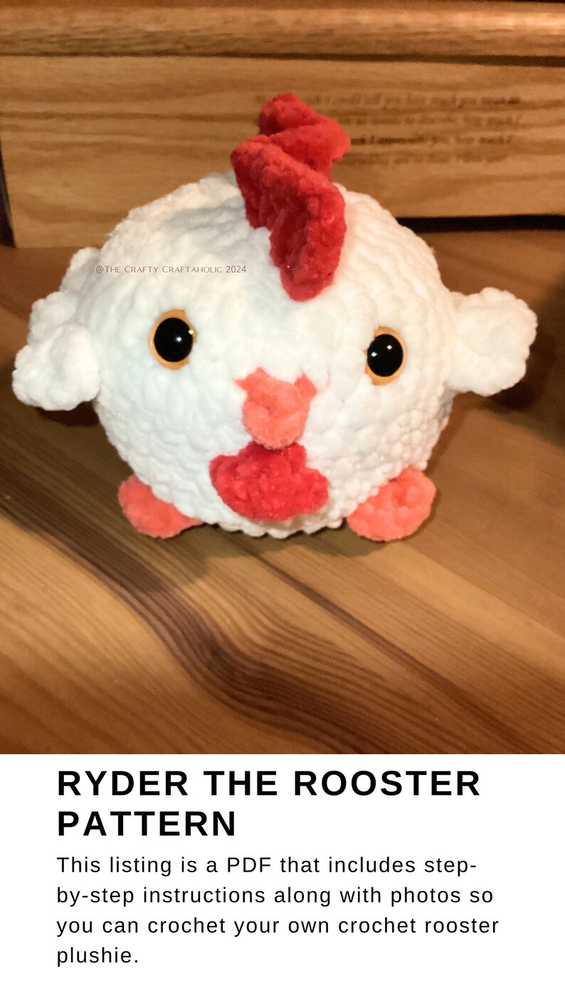 Crochet Rooster Pattern No-sew PDF Download Easy Amigurumi Stuffed ...