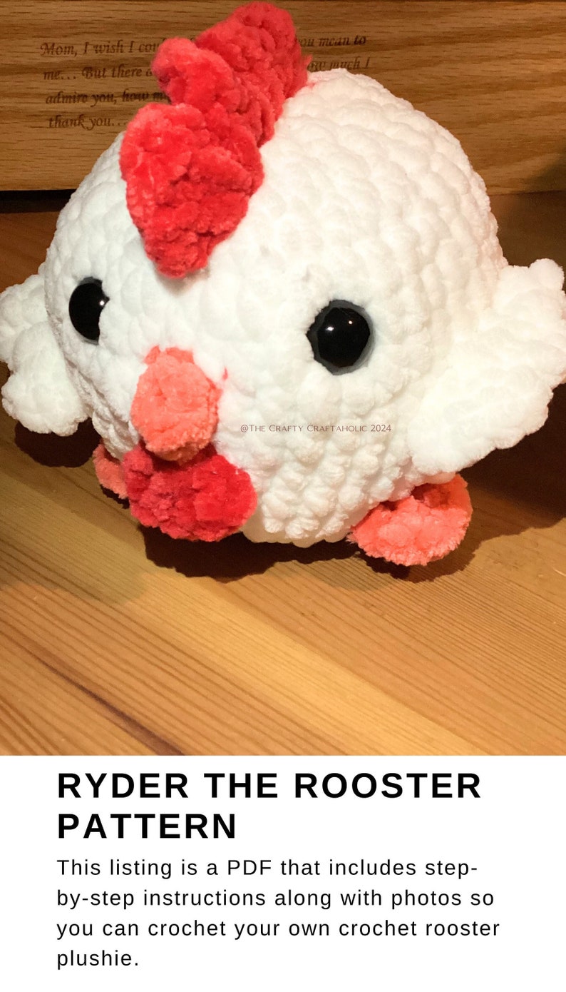 Crochet Rooster Pattern No-sew PDF Download Easy Amigurumi Stuffed ...