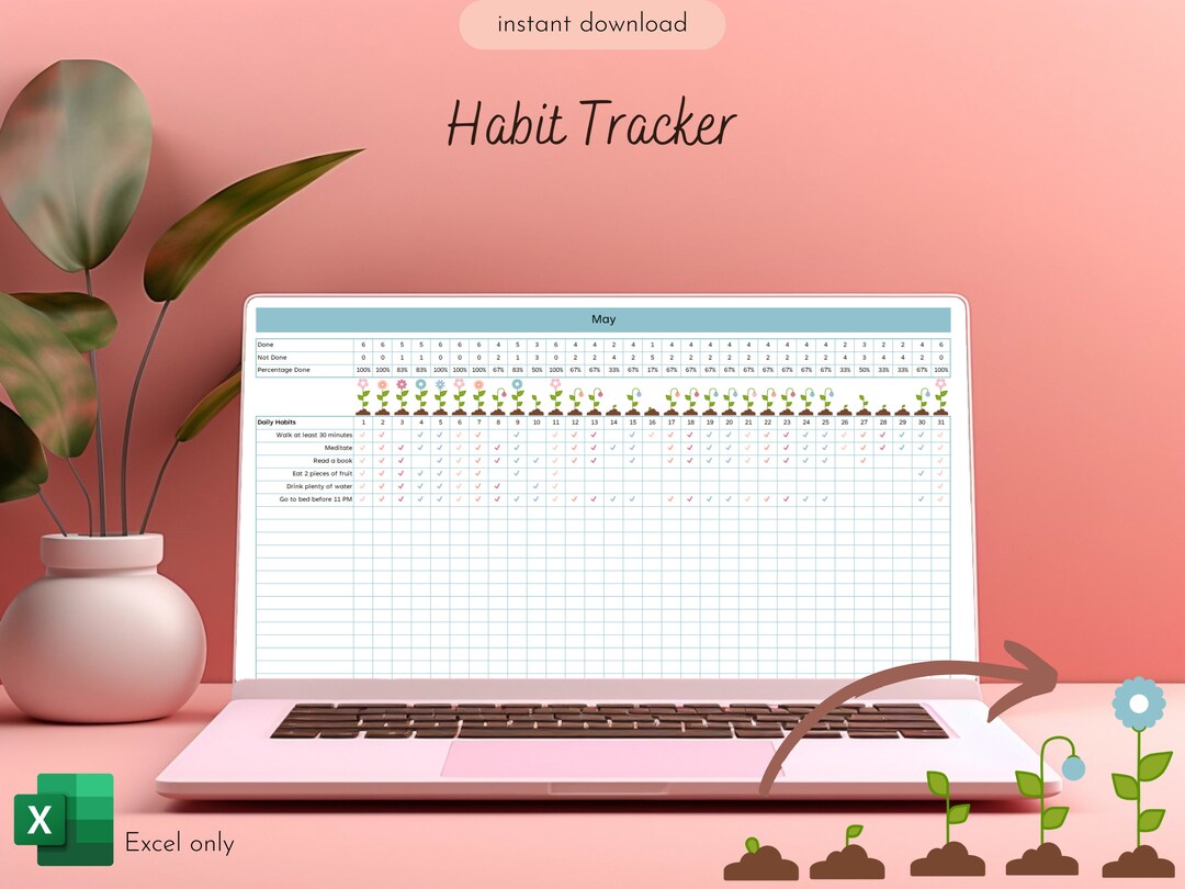 Habit Tracker - Excel - Track Your Daily, Weekly and Monthly Habits ...