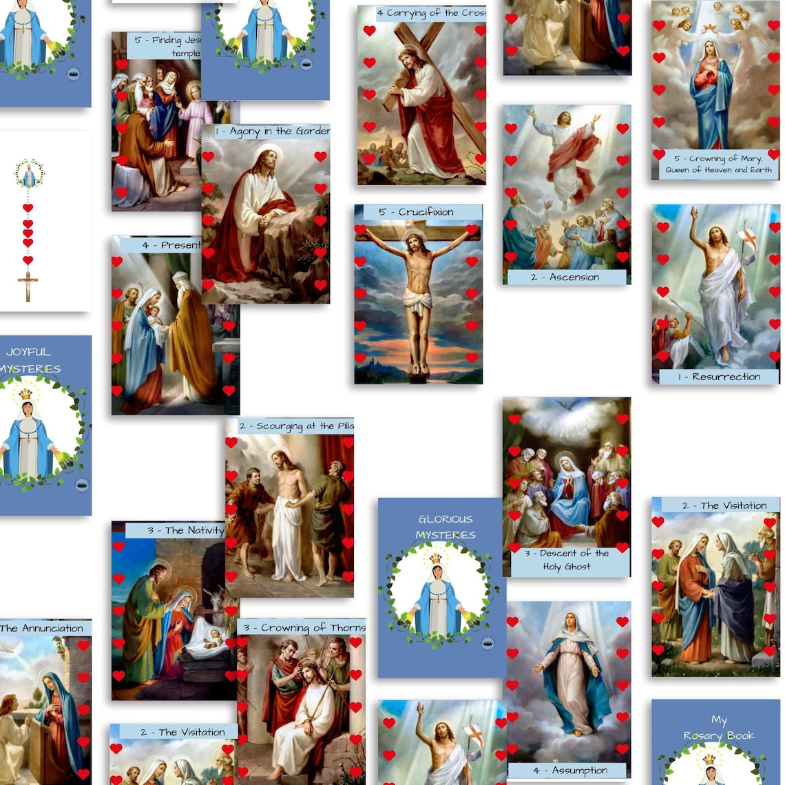 Rosary Book With 15 Decades for Little Kids|catholic Kids|mysteries of ...