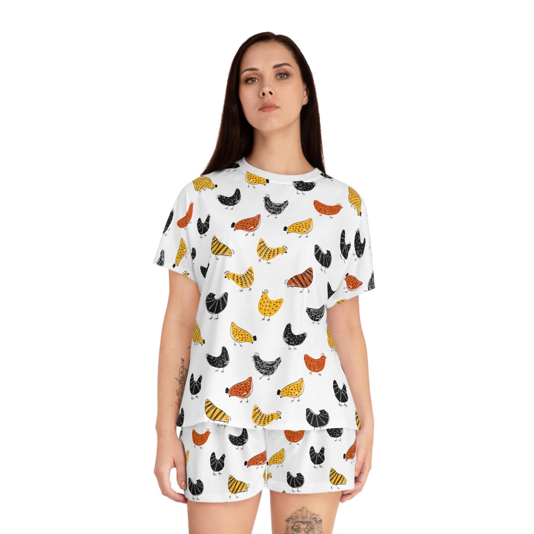 Cute Chicken Pattern Women's Short Pajama Set (AOP) - Etsy