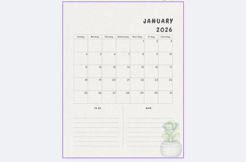 2025 2026 Printable Planner & Calendar, Cacti Succulent Digital ...
