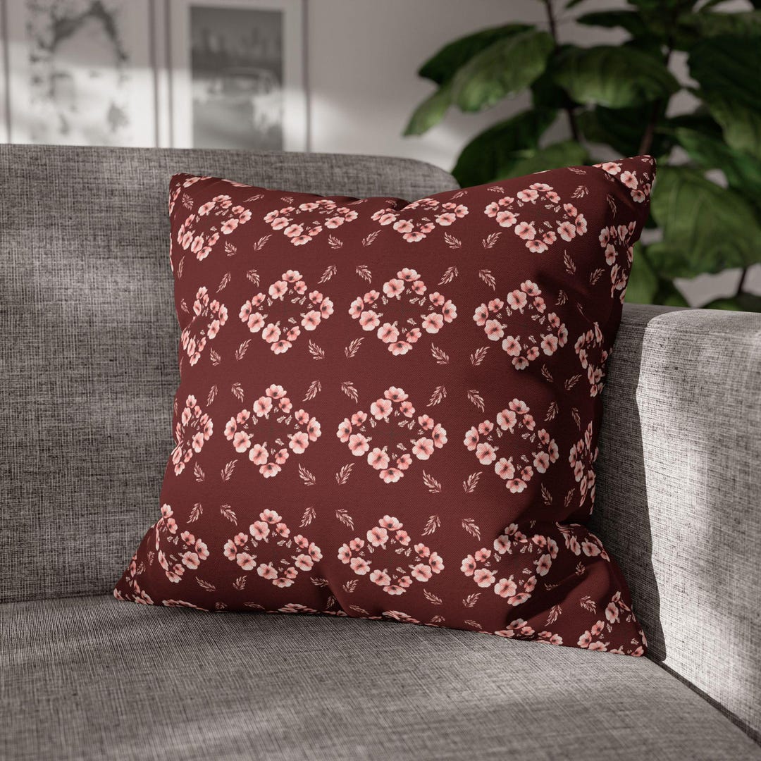 Burgundy Pillow Cover Cottagecore Gift for Hostess Dark Moody Floral ...