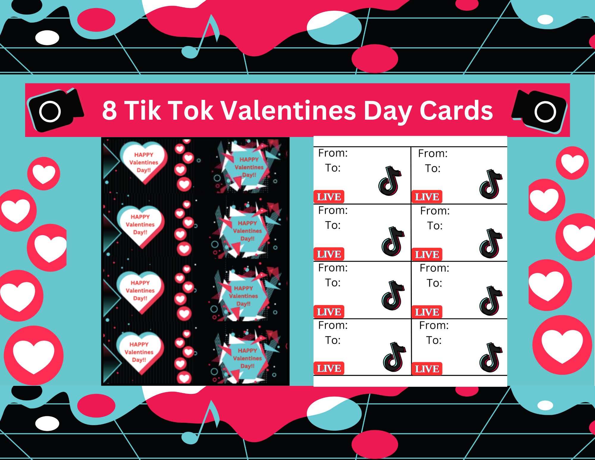 Printable Tik Tok Themed Valentines Cards - Etsy