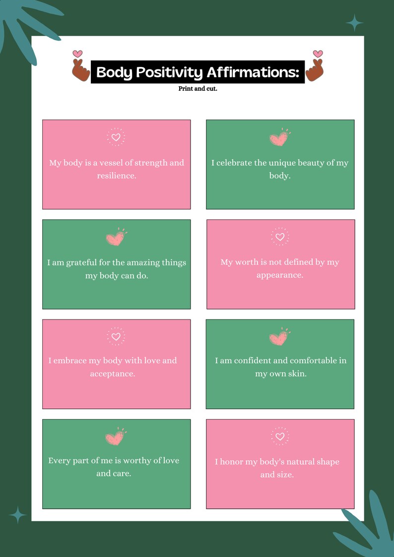 Body Positivity Affirmation Cards, Body Positivity Art, Female ...