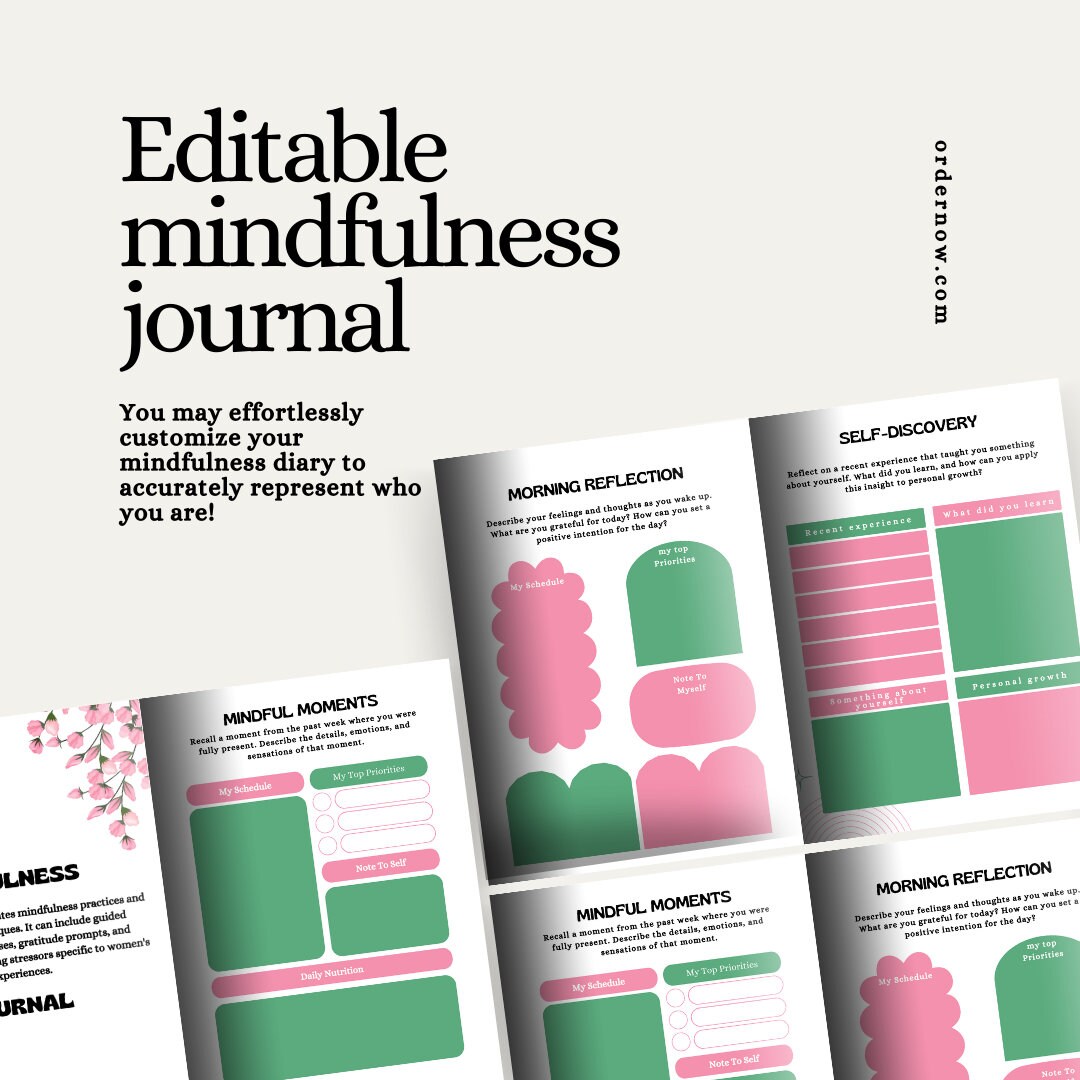 Mindfulness Journal, Self-discovery Journal, Mindful Moment Prompt ...
