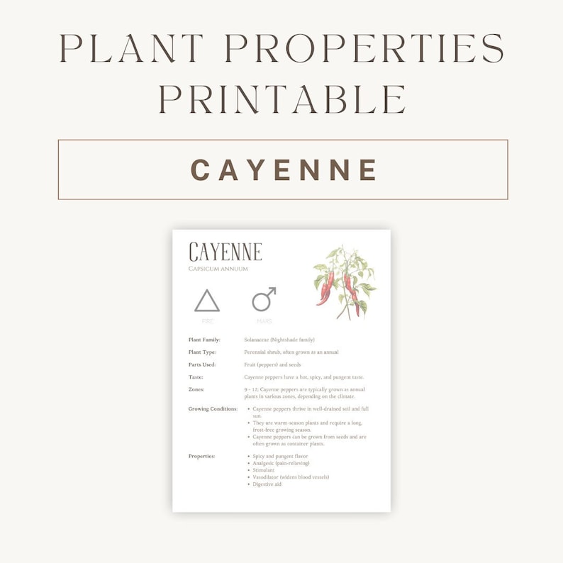 Cayenne Herbal Printable - Detailed Plant Guide & Uses - Spiritual ...