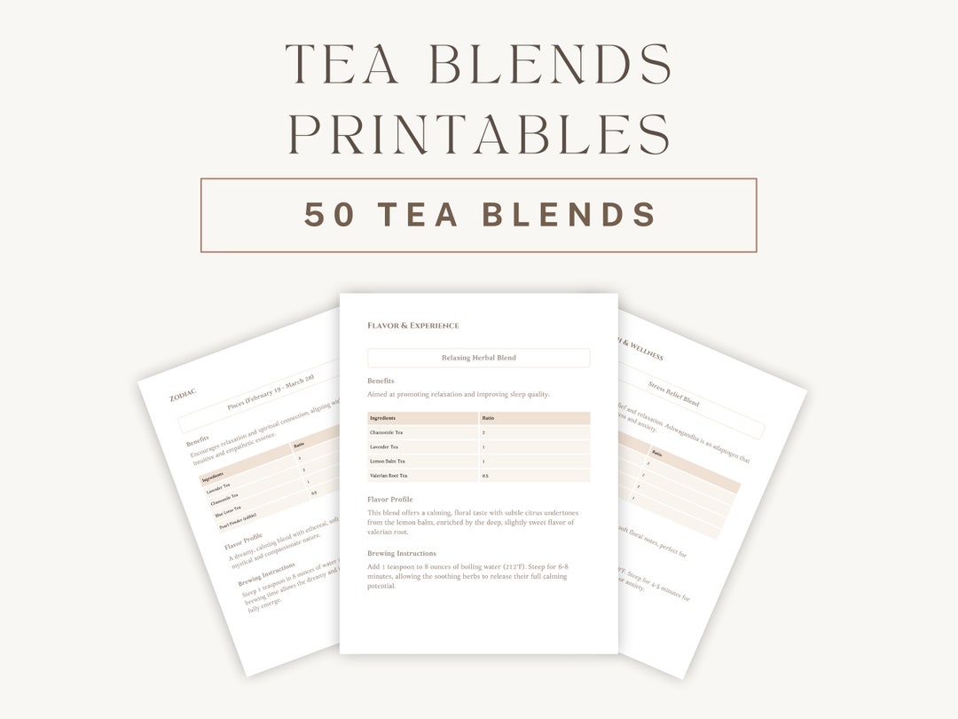 Tea for Every Emotion: Comprehensive Blends Guide | Instant Download ...