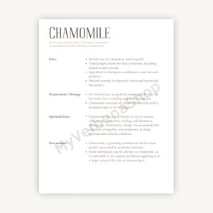 Chamomile Herbal Printable - Detailed Plant Guide & Uses - Spiritual ...