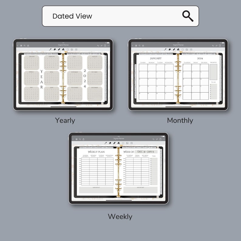 Classic Obsidian Digital Planner BUNDLE - Etsy