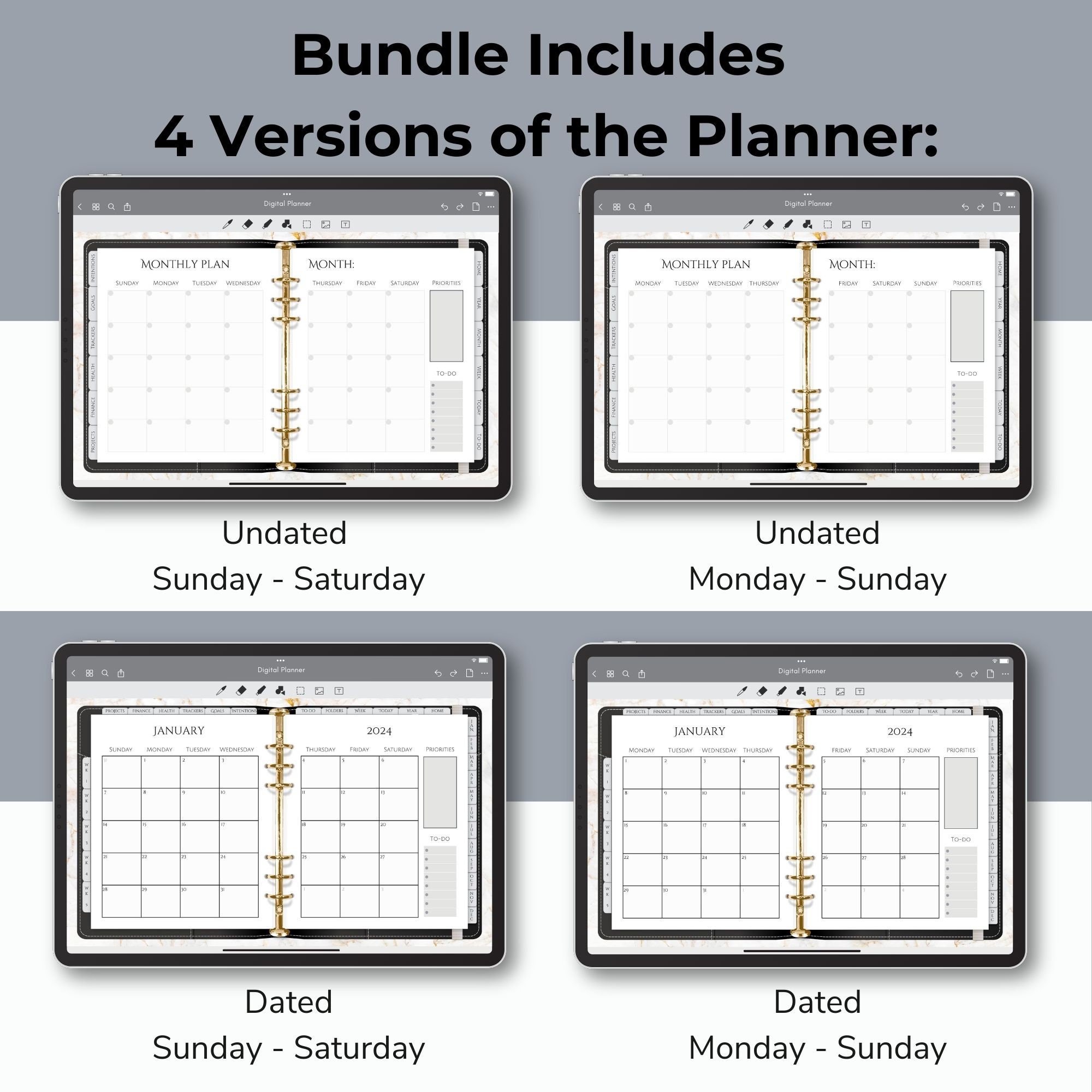 Classic Obsidian Digital Planner BUNDLE - Etsy