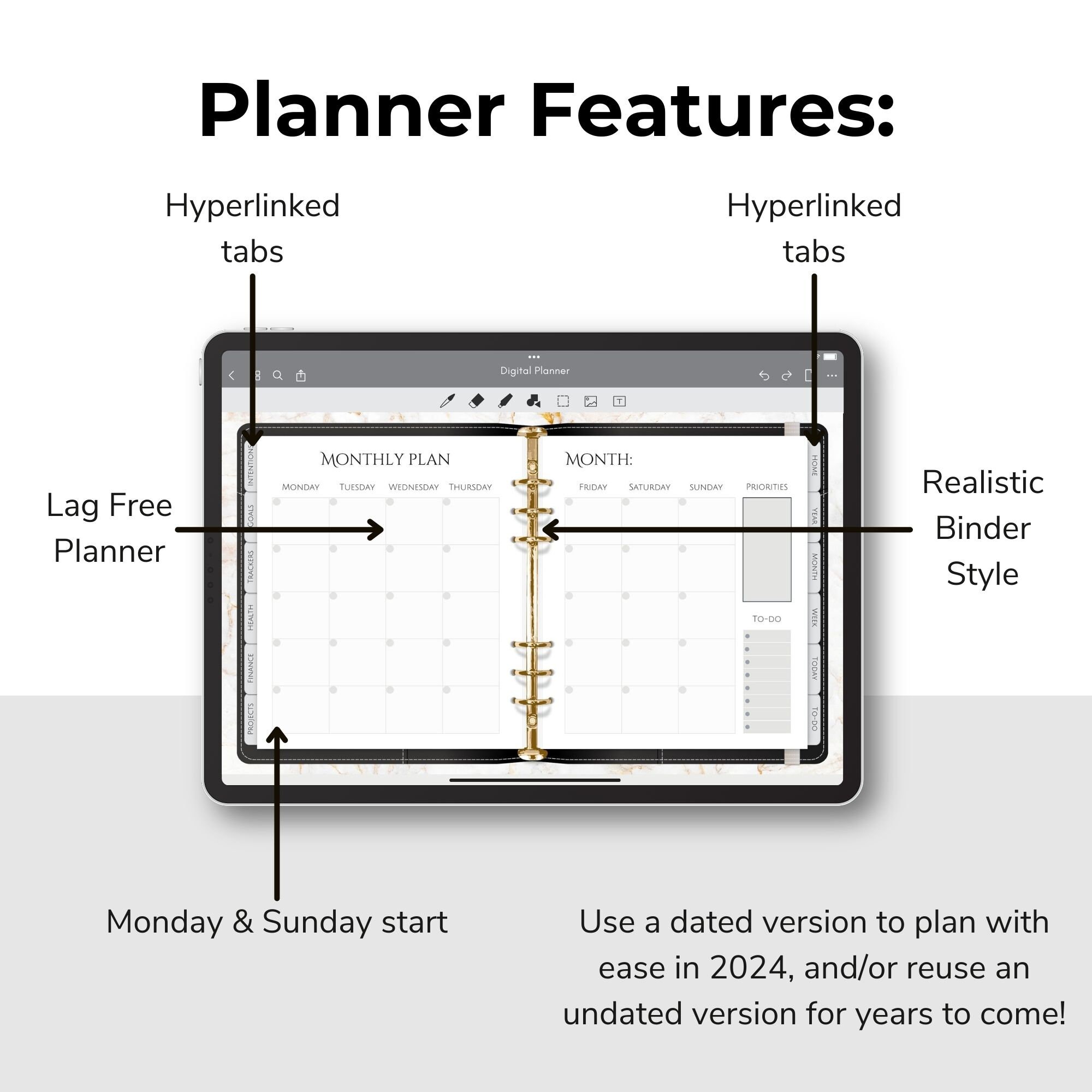 Classic Obsidian Digital Planner BUNDLE - Etsy