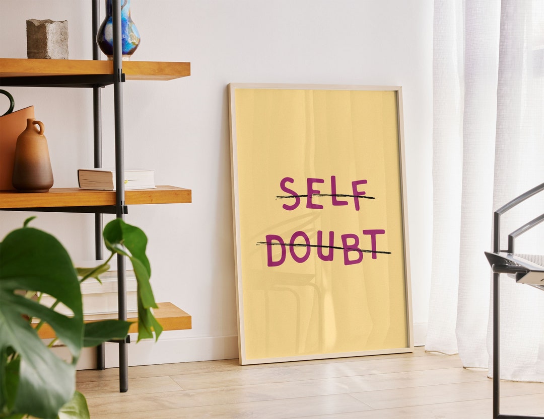 Yellow Positive Affirmation Poster for Bedroom Wall, Mental Health Art ...