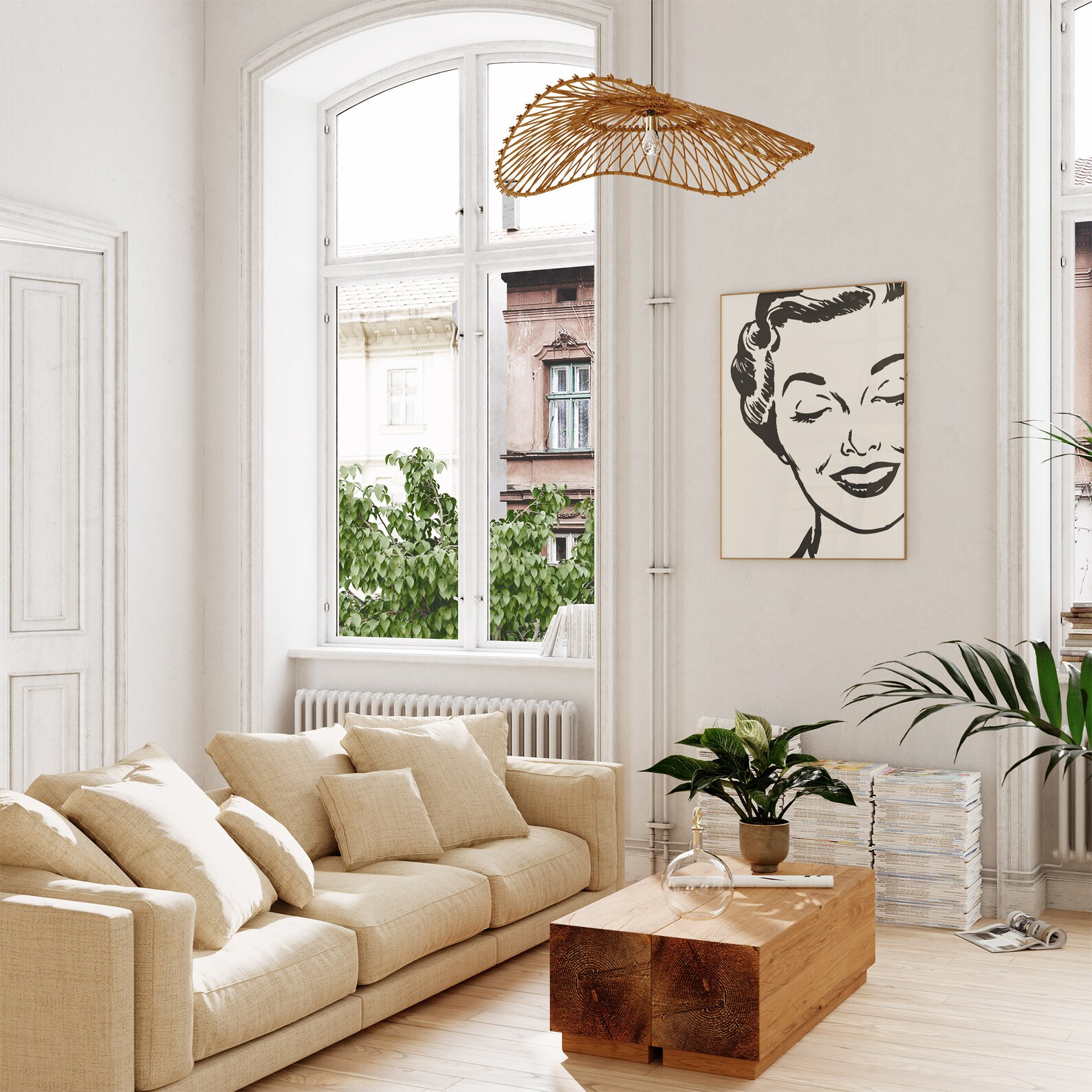 Retro Woman Print for Retro Lover Home Decor Woman Face Feminine ...