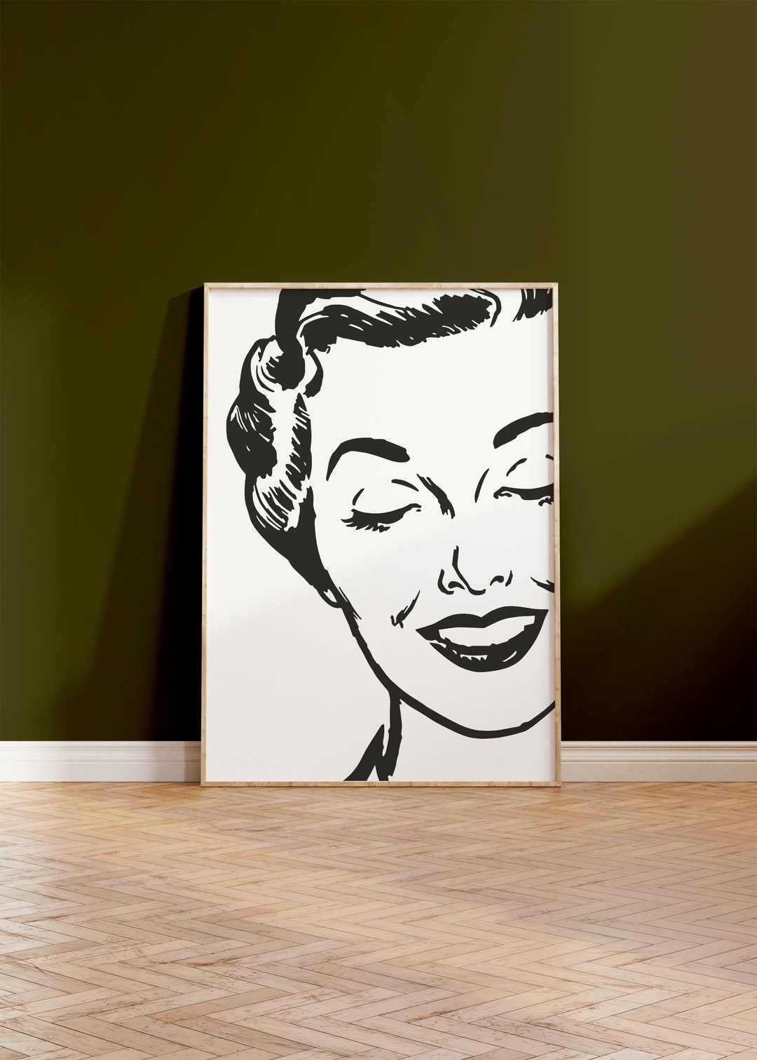 Retro Woman Print for Retro Lover Home Decor Woman Face Feminine ...