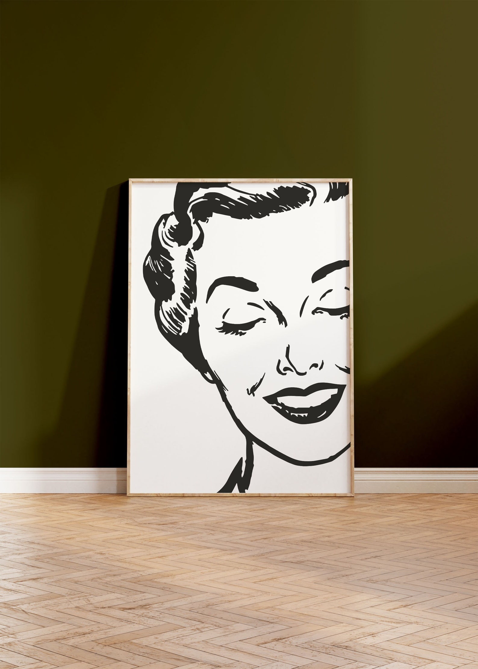 Retro Woman Print for Retro Lover Home Decor Woman Face Feminine ...