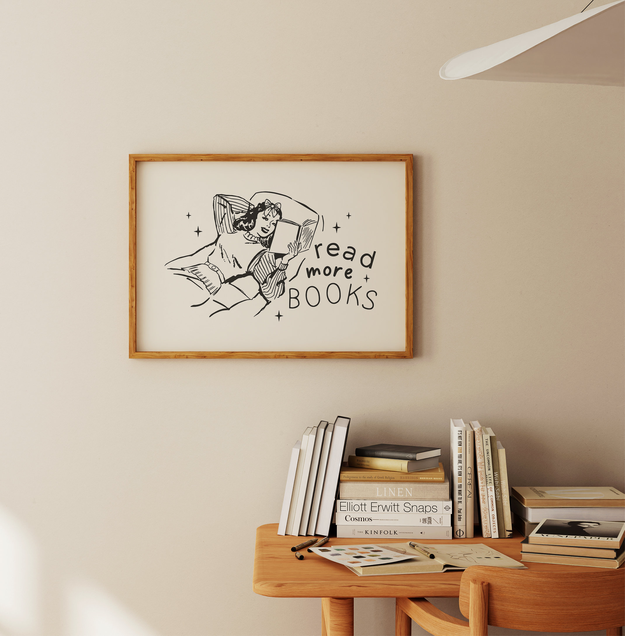 Retro Bookish Wall Art, Bookshelf Décor, Book Lover Art Print, Vintage ...