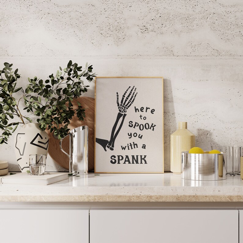 Funny Skeleton Poster, Minimalist Halloween Typography Print, Gothic ...