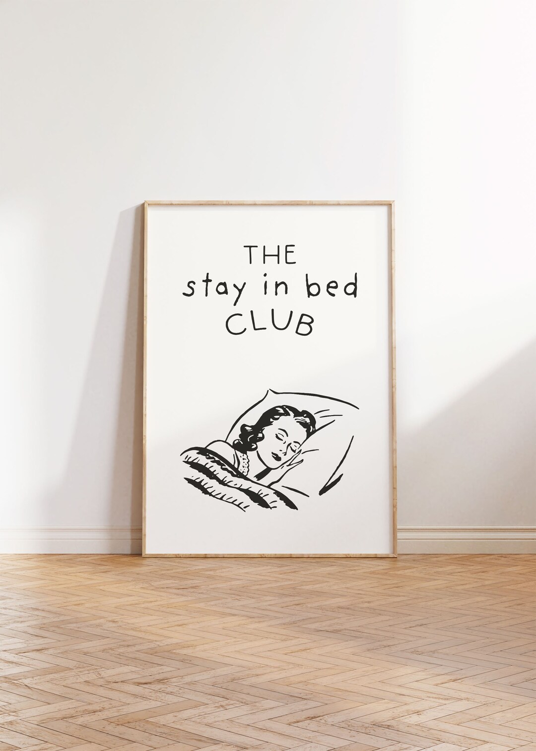 Let's Stay in Bed Print, Retro Bedroom Poster, Trendy Wall Art, Quote ...