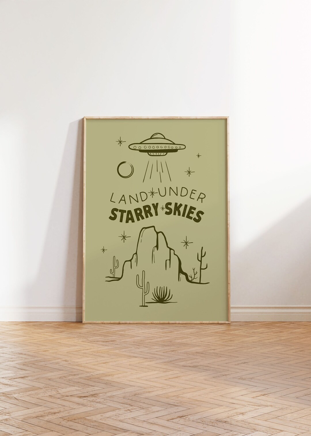 Retro UFO Poster, Space Cowboy Art for Western Aesthetic, Wild West ...