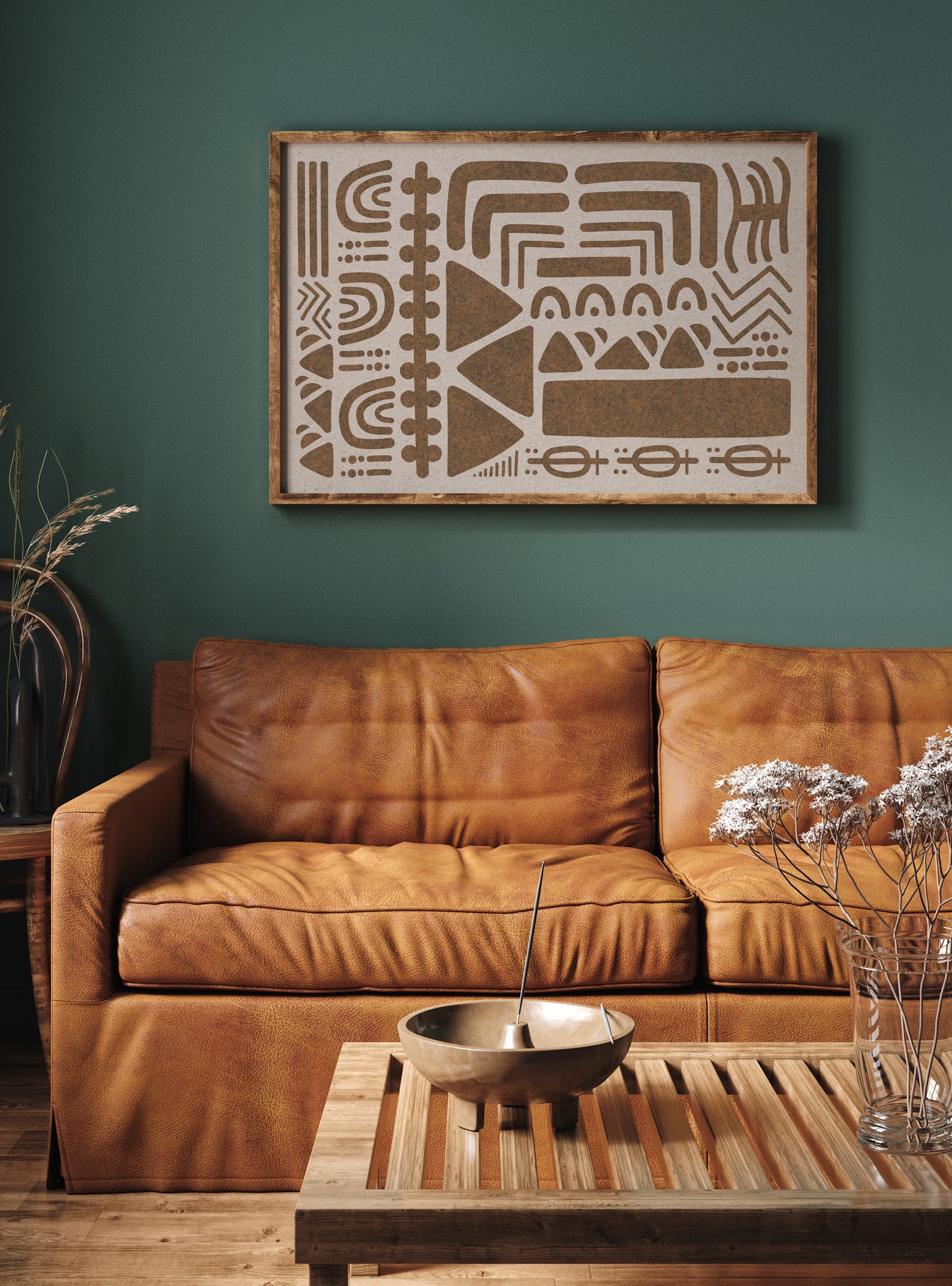 Dusty Brown Aztec Motif Poster, Mexican Folk Art, Yallternative Home ...