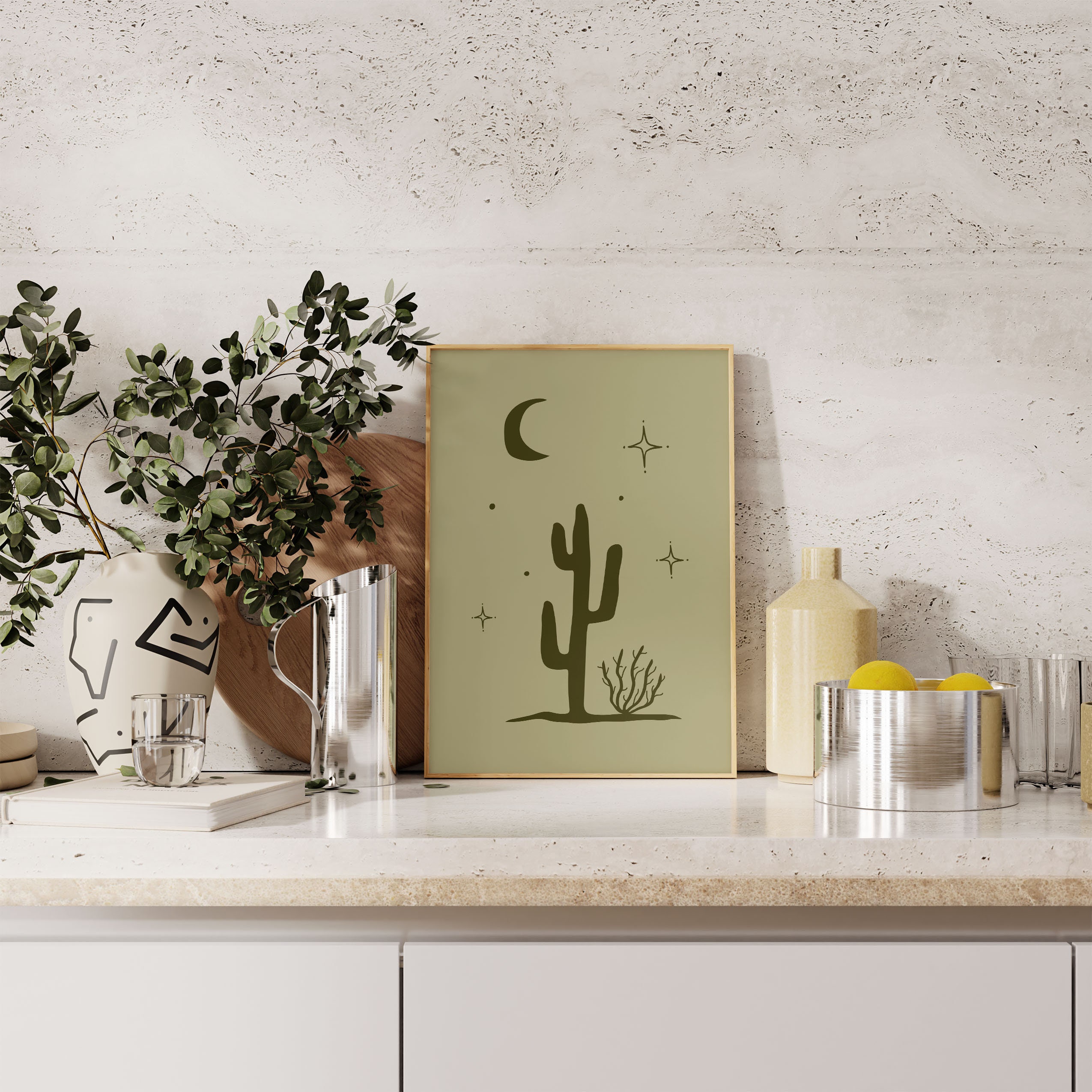 Olive Green Wild West Poster, DIY Gallery Wall, Cactus Art Print ...