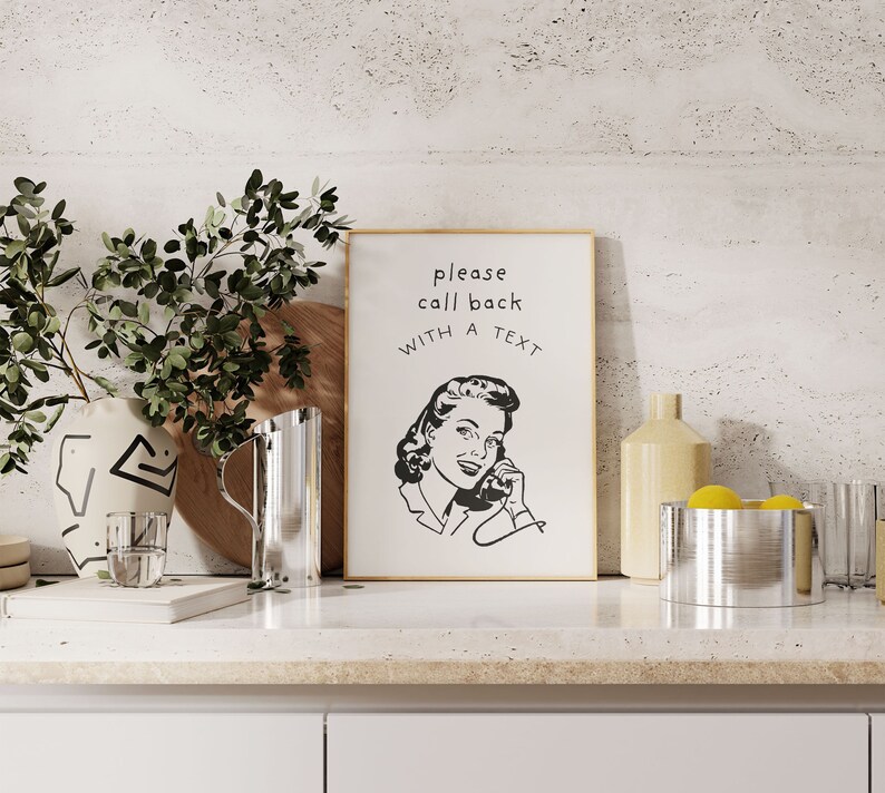 Humorous Wall Art, Quote Art Aesthetic, 1950s Feminine Print, Phone ...
