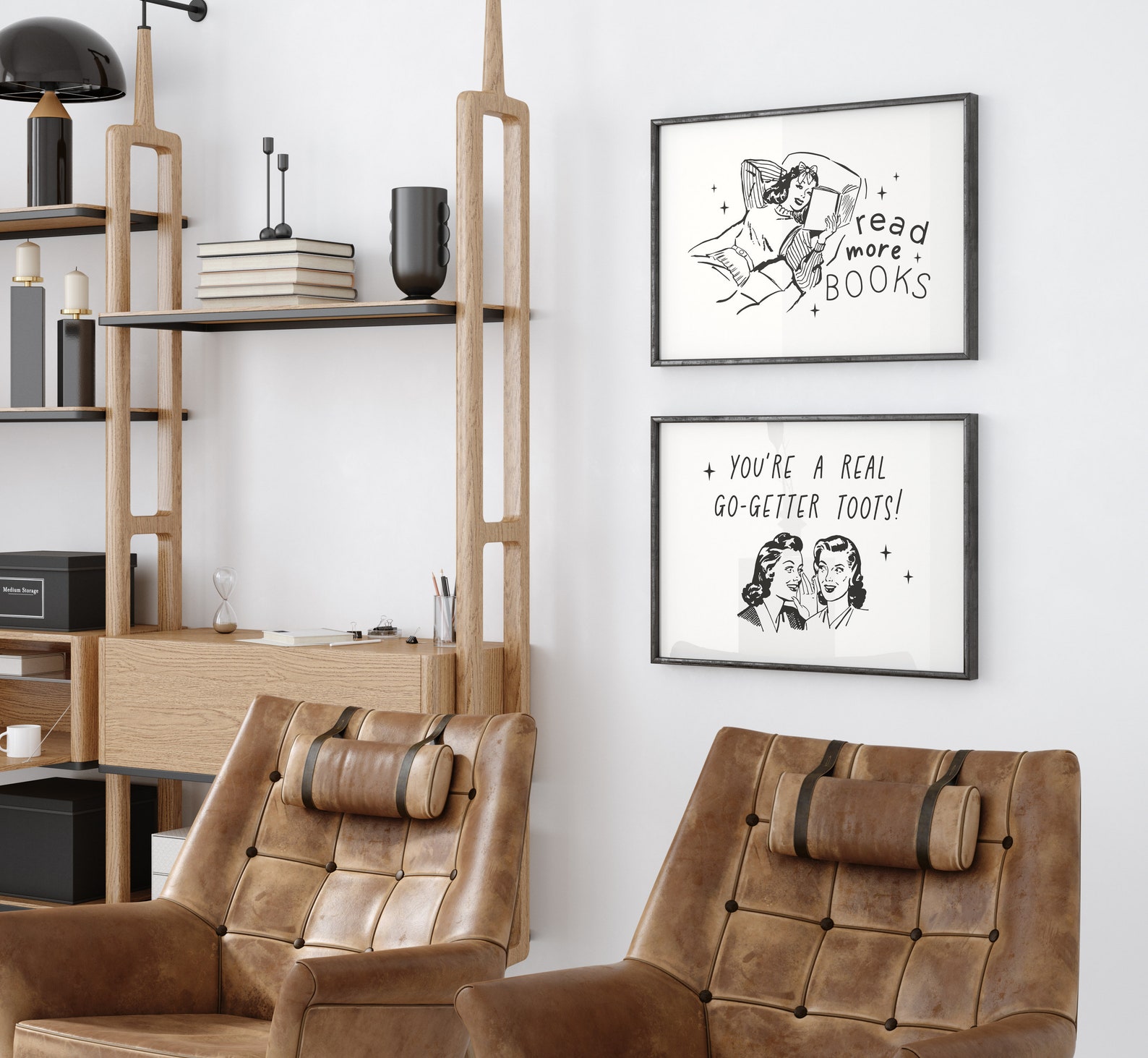 Retro Bookish Wall Art, Bookshelf Décor, Book Lover Art Print, Vintage ...