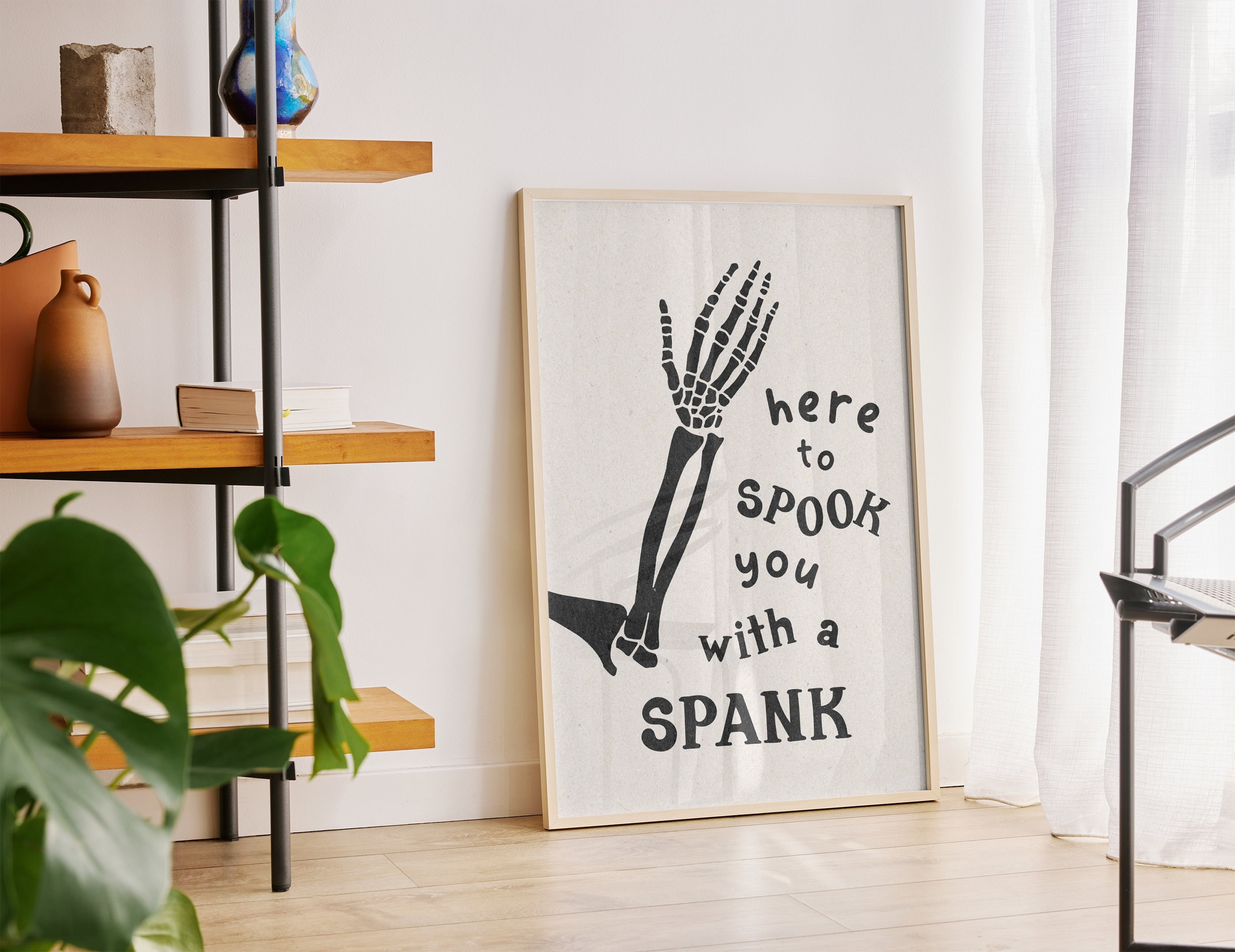 Funny Skeleton Poster, Minimalist Halloween Typography Print, Gothic ...